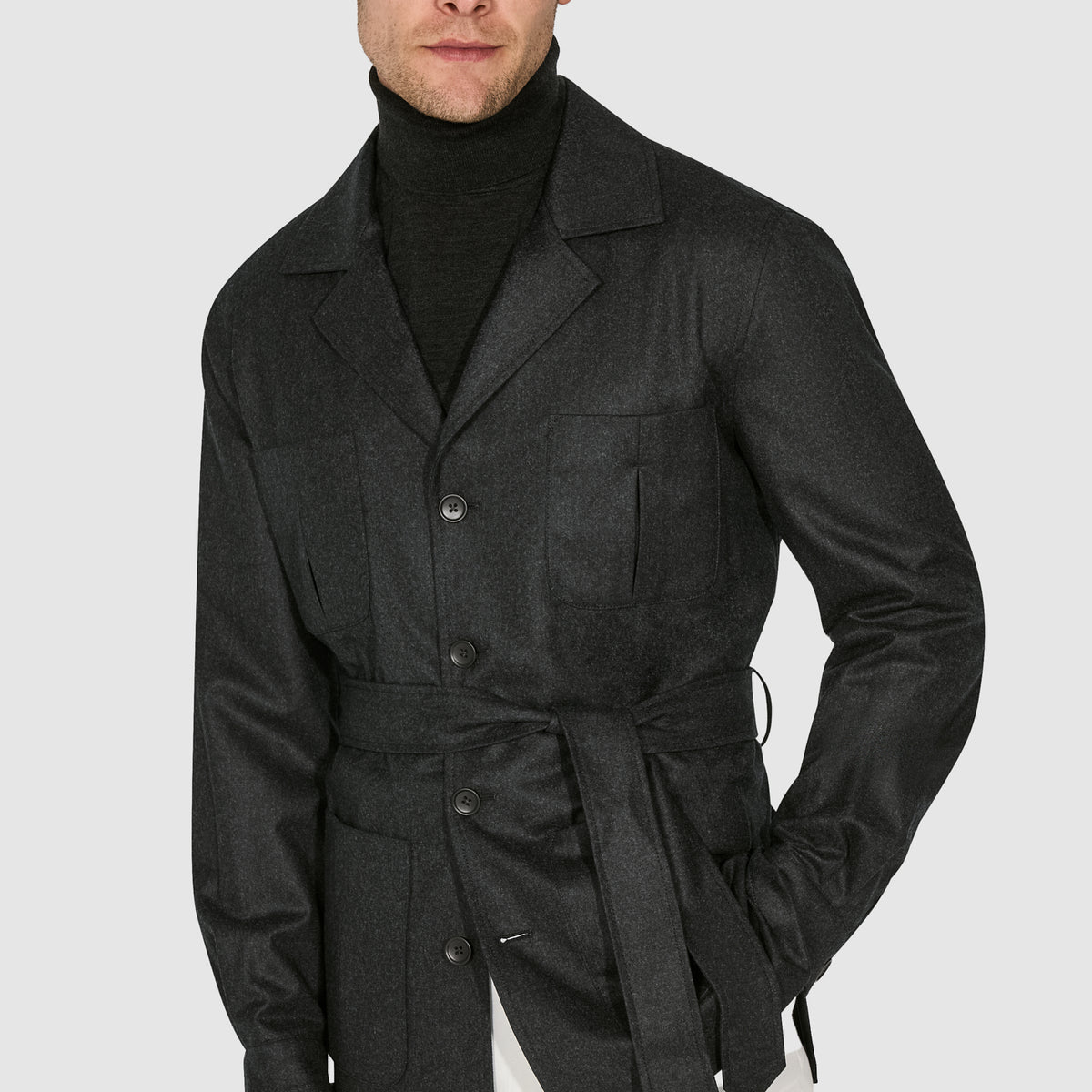 New Suitsupply Sahara Dark Gray Pure Wool Super 120s Safari Jacket - S ...