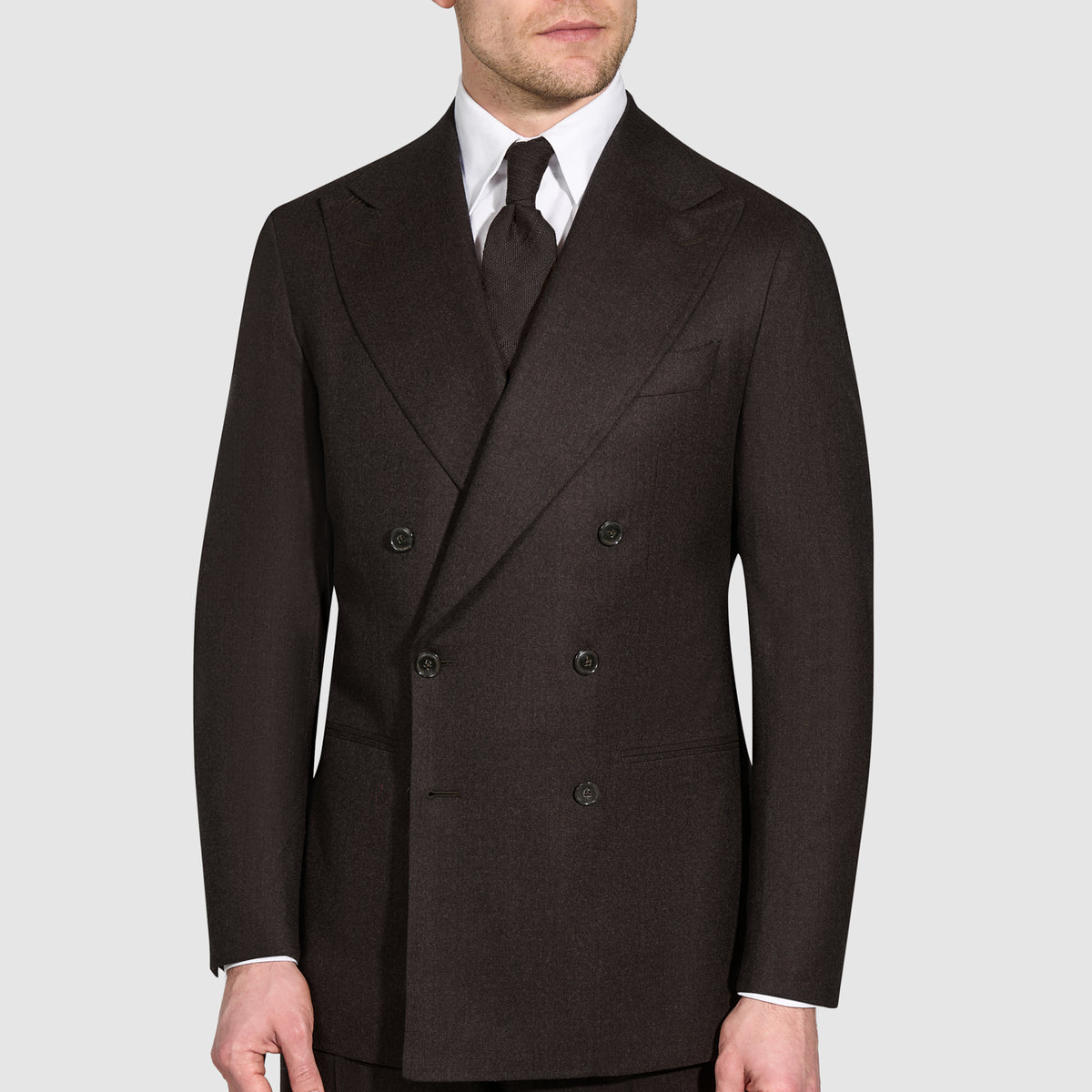 New SUITREVIEW Elmhurst Dark Brown Supersonic Light Flannel Suit - 50